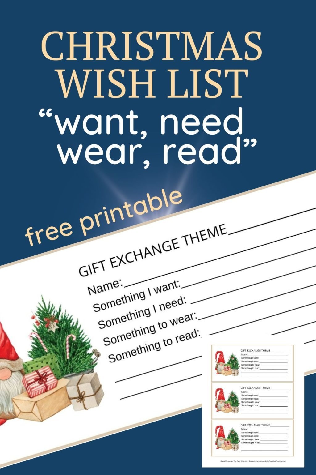 4 Free Printable Christmas Wish Lists