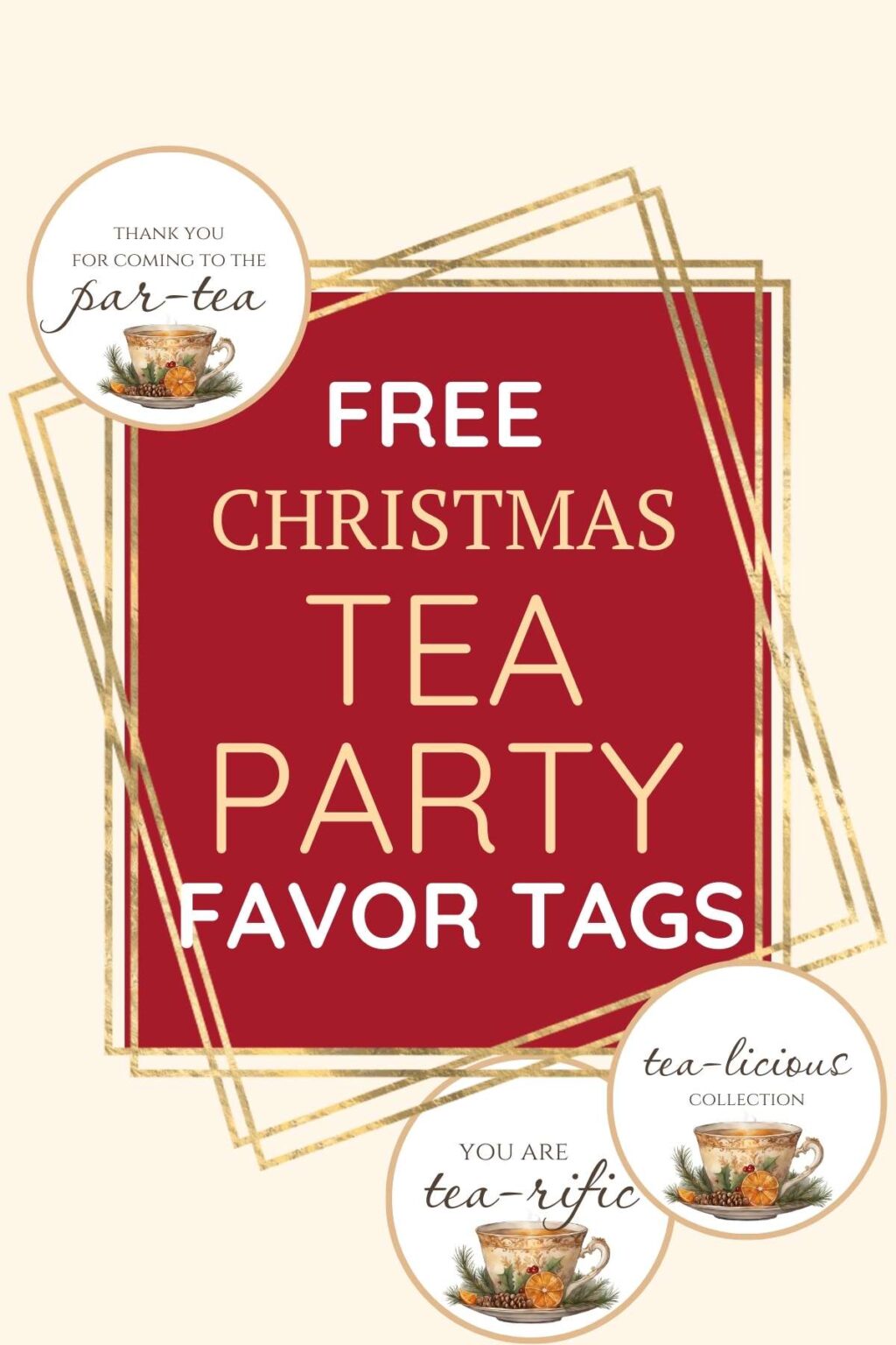 Christmas Tea Party Favor Tags - Free Printable