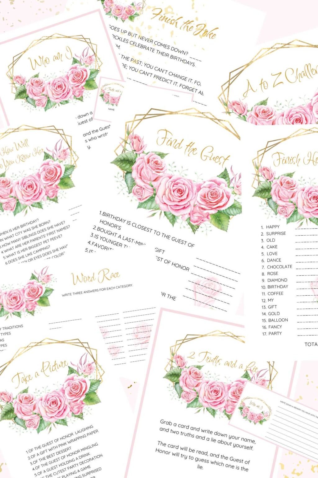 Pink and Gold Themed Party Games for Women