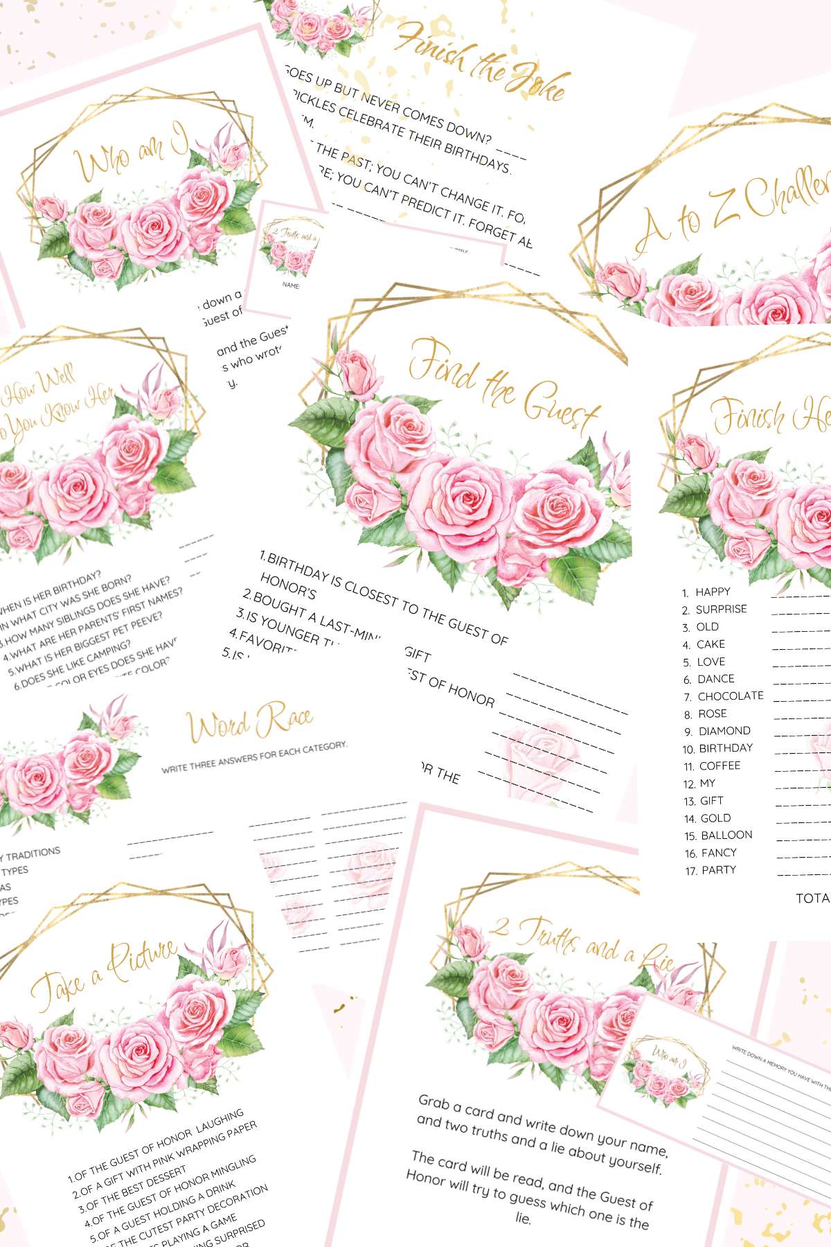 Pink and Gold Themed Party Games for Women