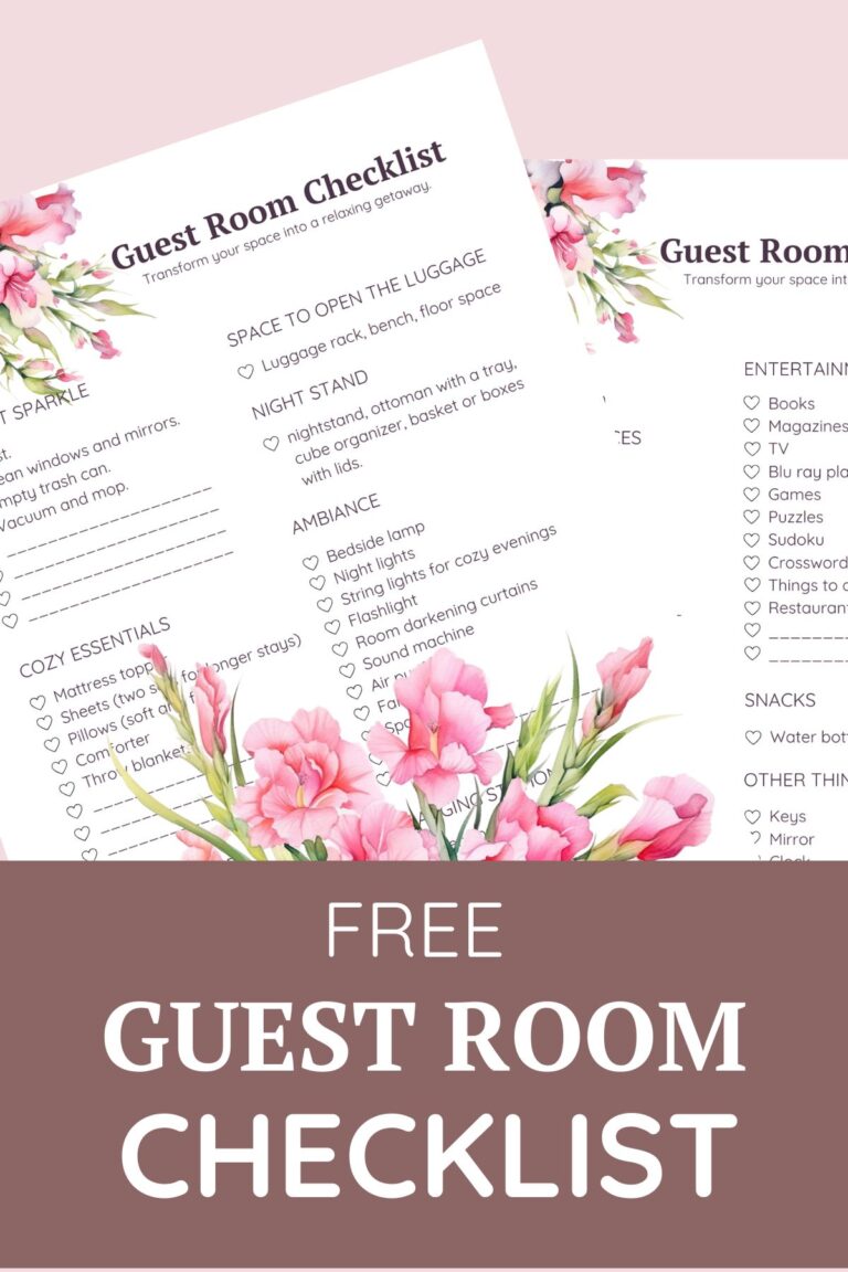 Guest Room Checklist - Free Printable